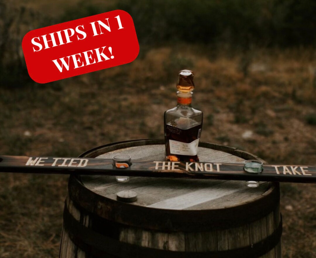 Tied the Knot Shot Ski, Wedding Shot Ski , Wood Shot Ski, Custom Shot ...