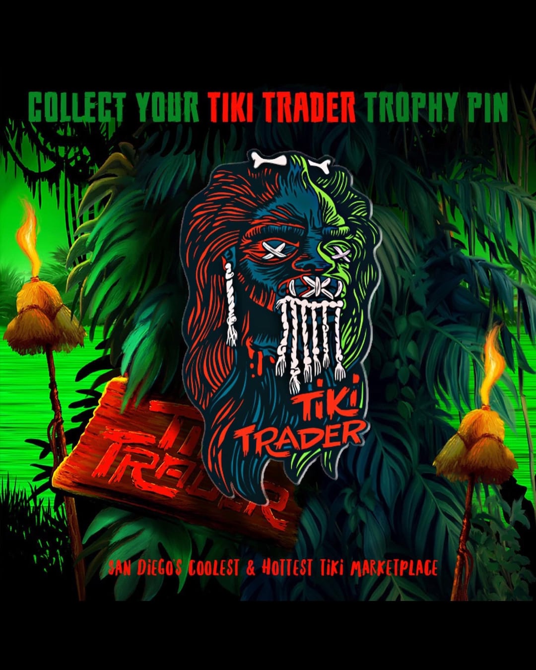 Shrunken Head Tiki Trophy Enamel Pin - Etsy