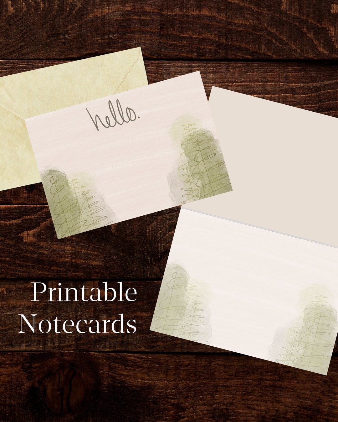 Printable Hello Notecard, Canva Template Digital Download Winter Theme ...
