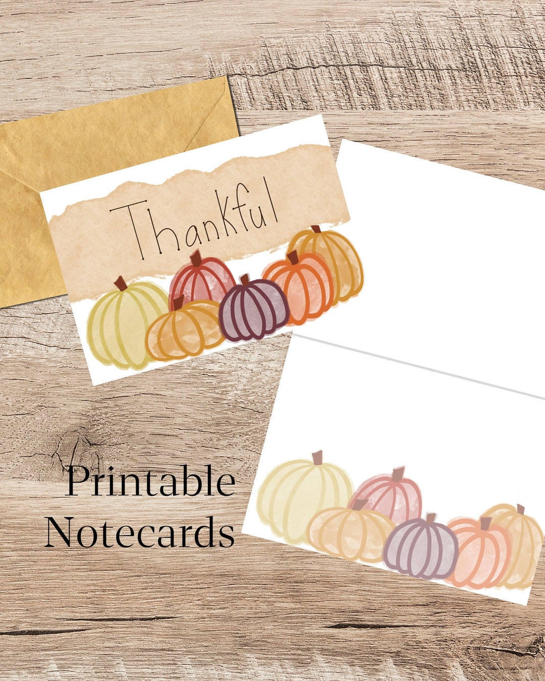 Printable Thankful Notecard, Canva Template Digital Download Fall Theme ...
