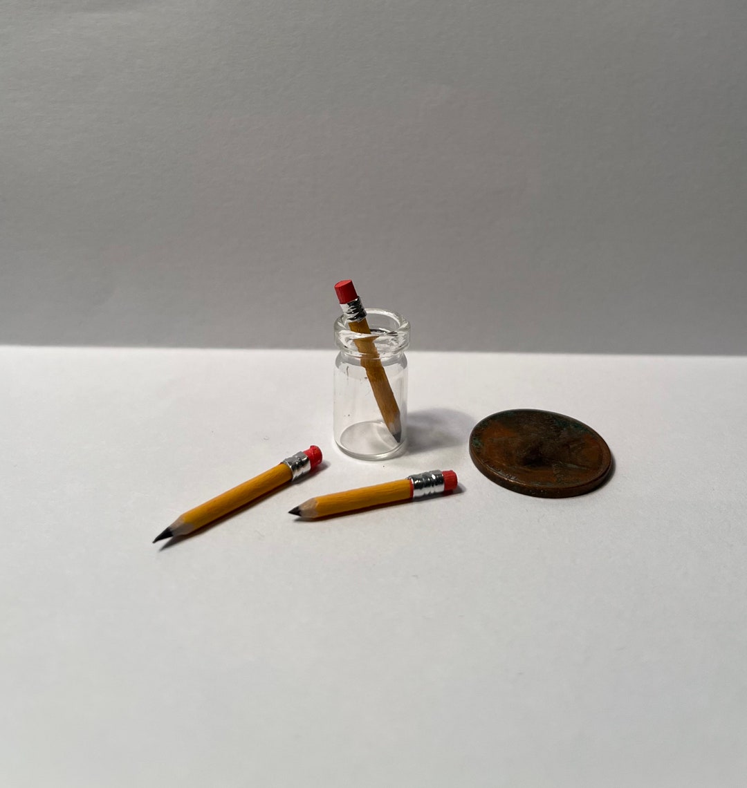 Fairy Miniature Pencil Set in Glass Jar 3 Pencils Realistic Artroom ...