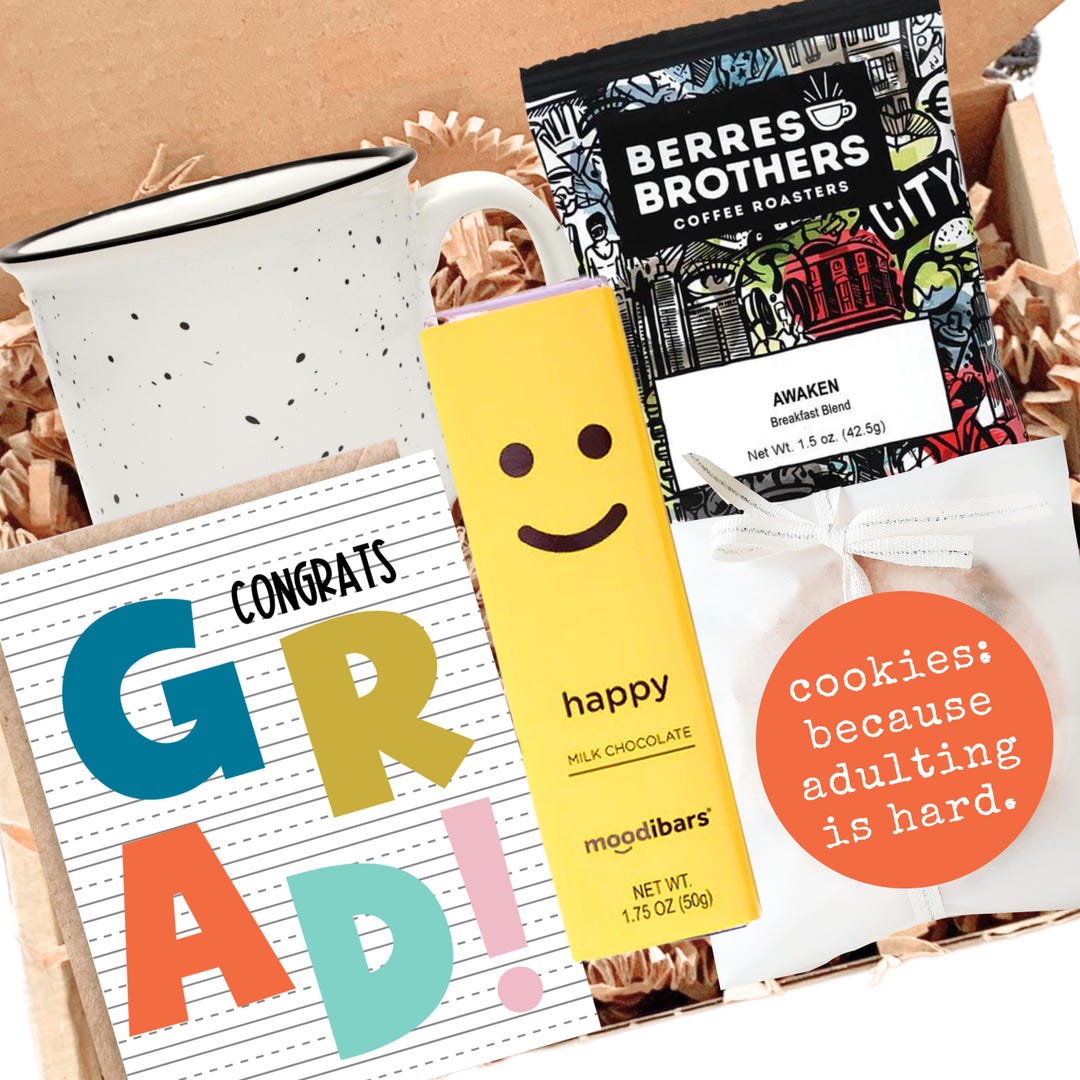 Congrats Grad Gift Box | Cheer Caffeine and Cookies Graduation Gift ...