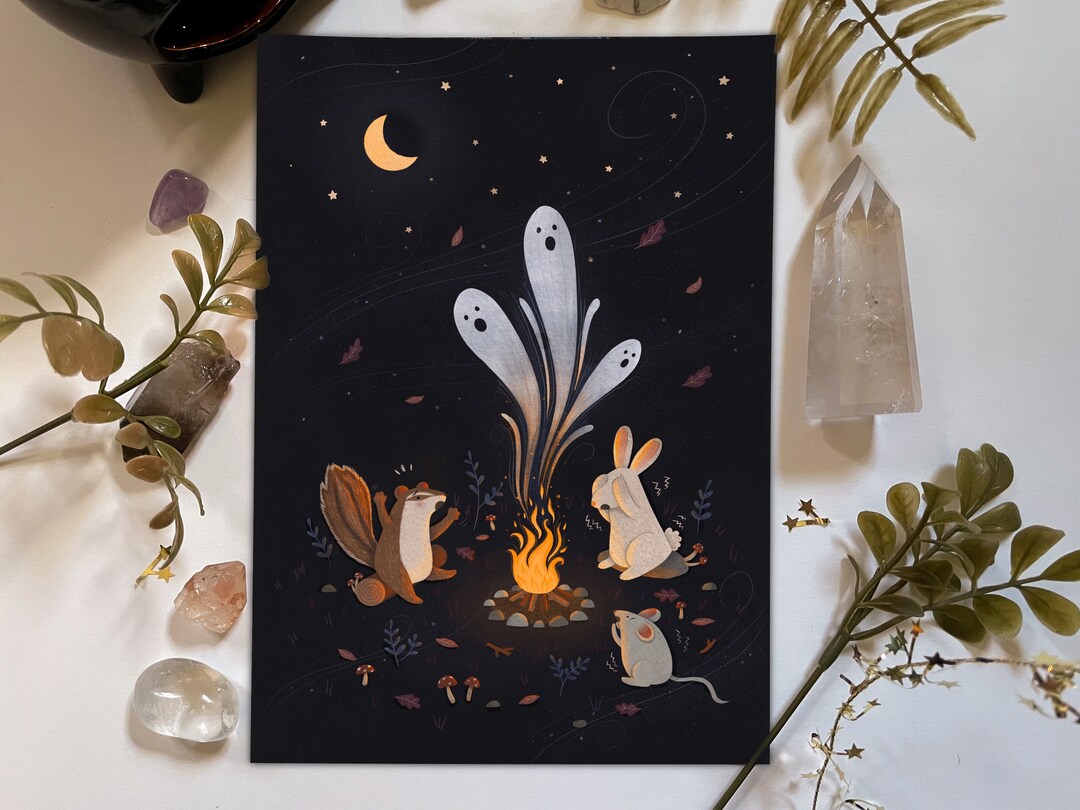 Giclée Art Print "ghost Stories" 5"x7" Spooky Cute Illustration Fine ...