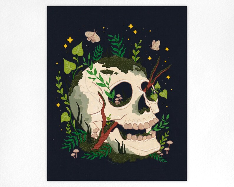 Art Print waiting 8x10 Spooky Skull - Etsy