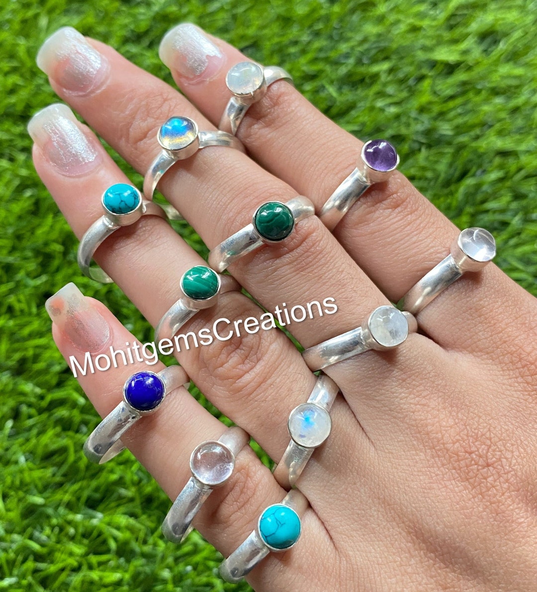Multi Rings Lot Gemstone Rings ,natural & Mix Hippie Rings, Handmade ...