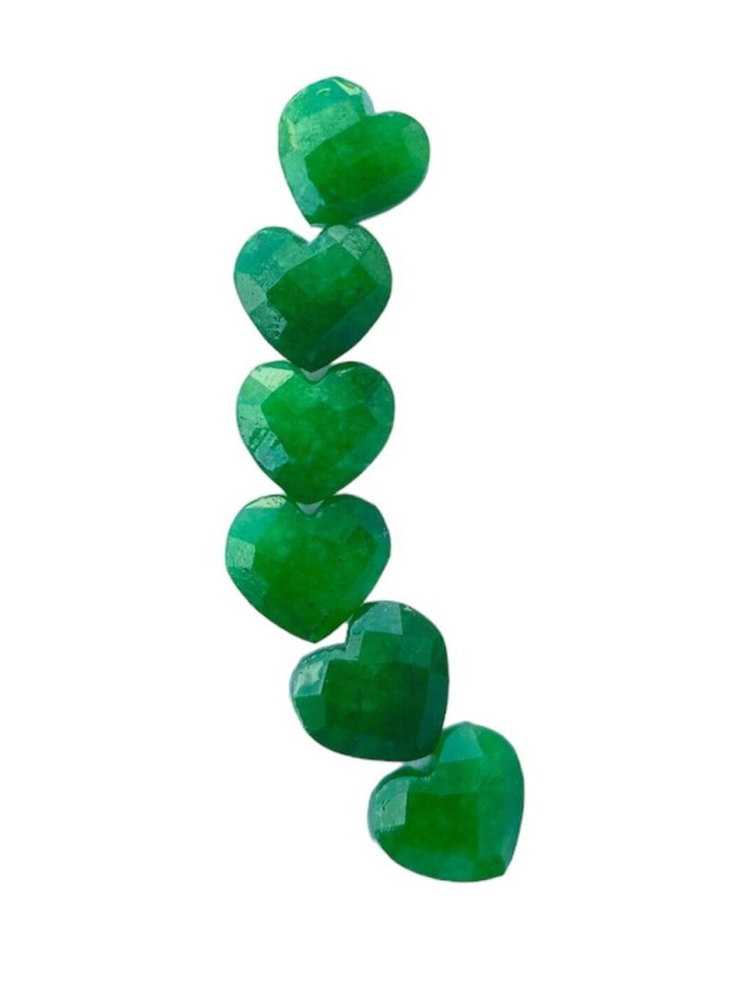 2,3,4,5 Pcs Natural Green Jade Heart Shape Faceted Briolettes Beads ...