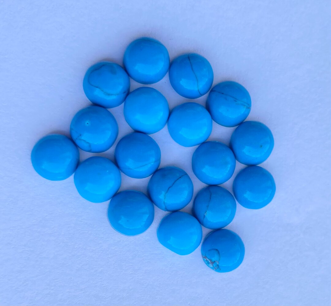 Natural Turquoise Cabochon, Turquoise Round Turquoise Back Flat ...