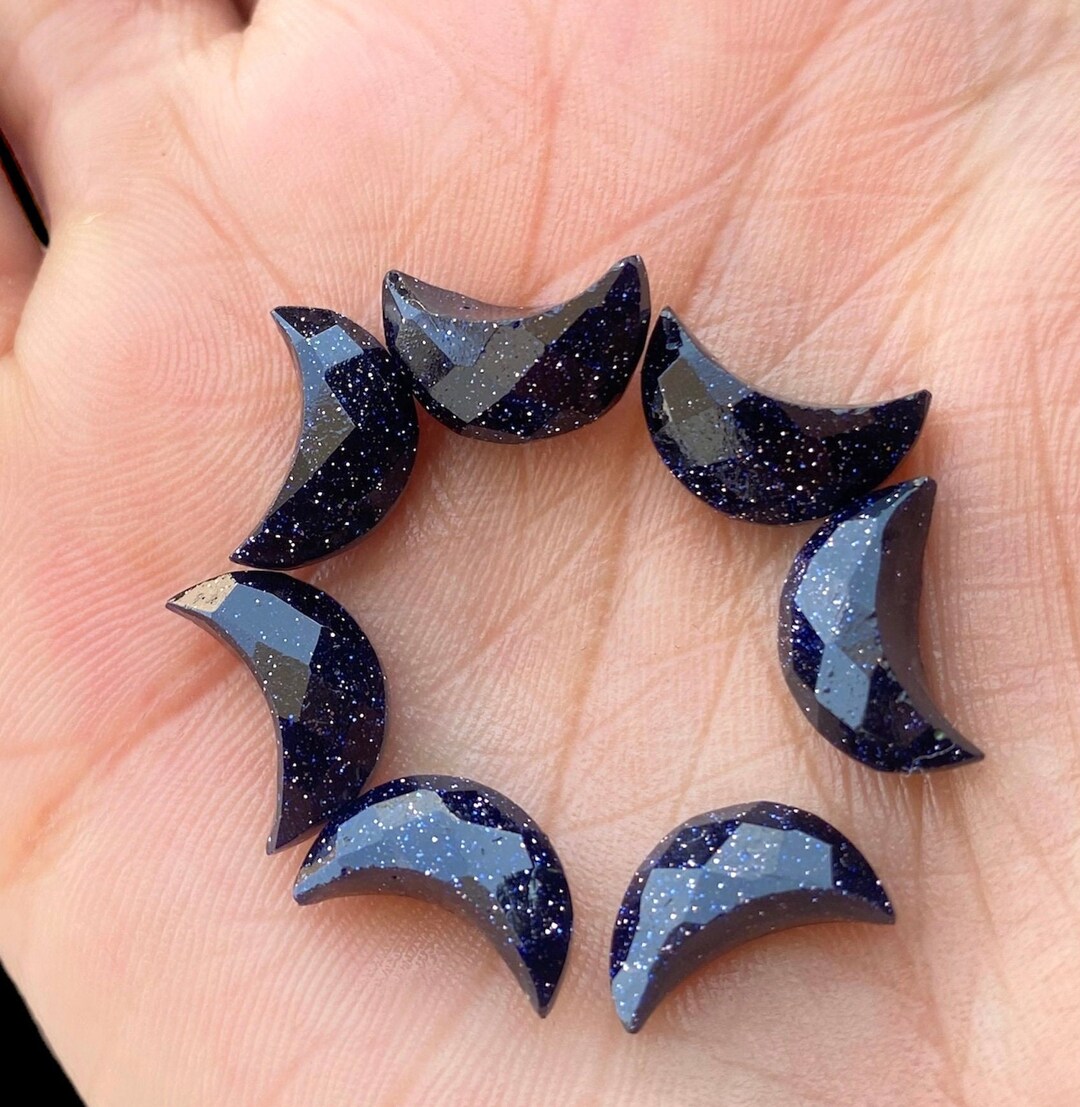 2,3,4,5,pcs Blue Sandstone Small Moon Briolettes, Hand Carved Moon ...