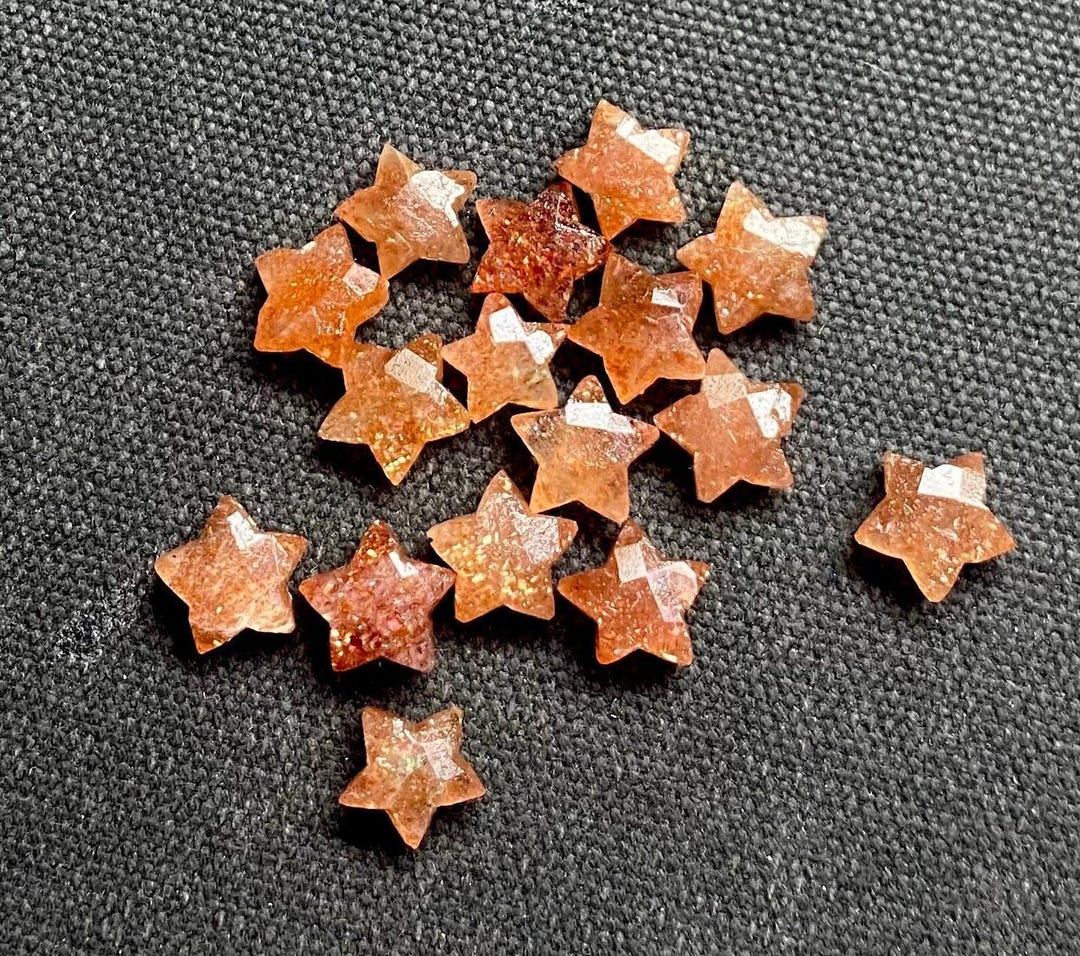 Sunstone Star Briolettes: Hand Carved Gemstone Beads (10mm) - Etsy