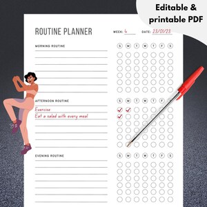 Daily Routine Planner Editable and Printable Self Care - Etsy