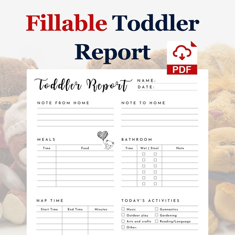 Toddler Daily Report - Etsy