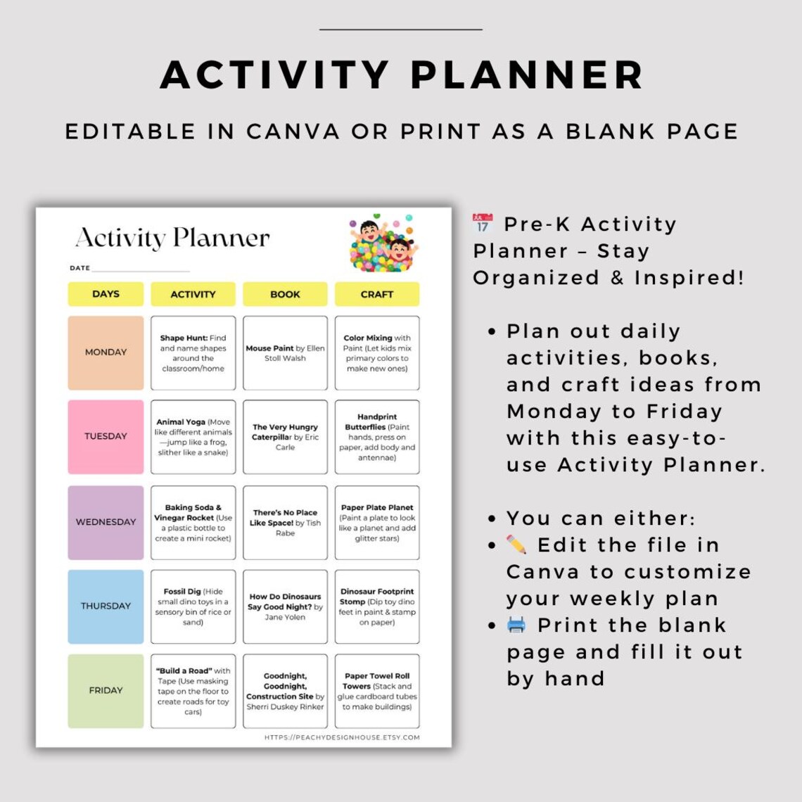 Editable Daycare Starter Kit, Kindergarten Schedule, Activity Planner ...