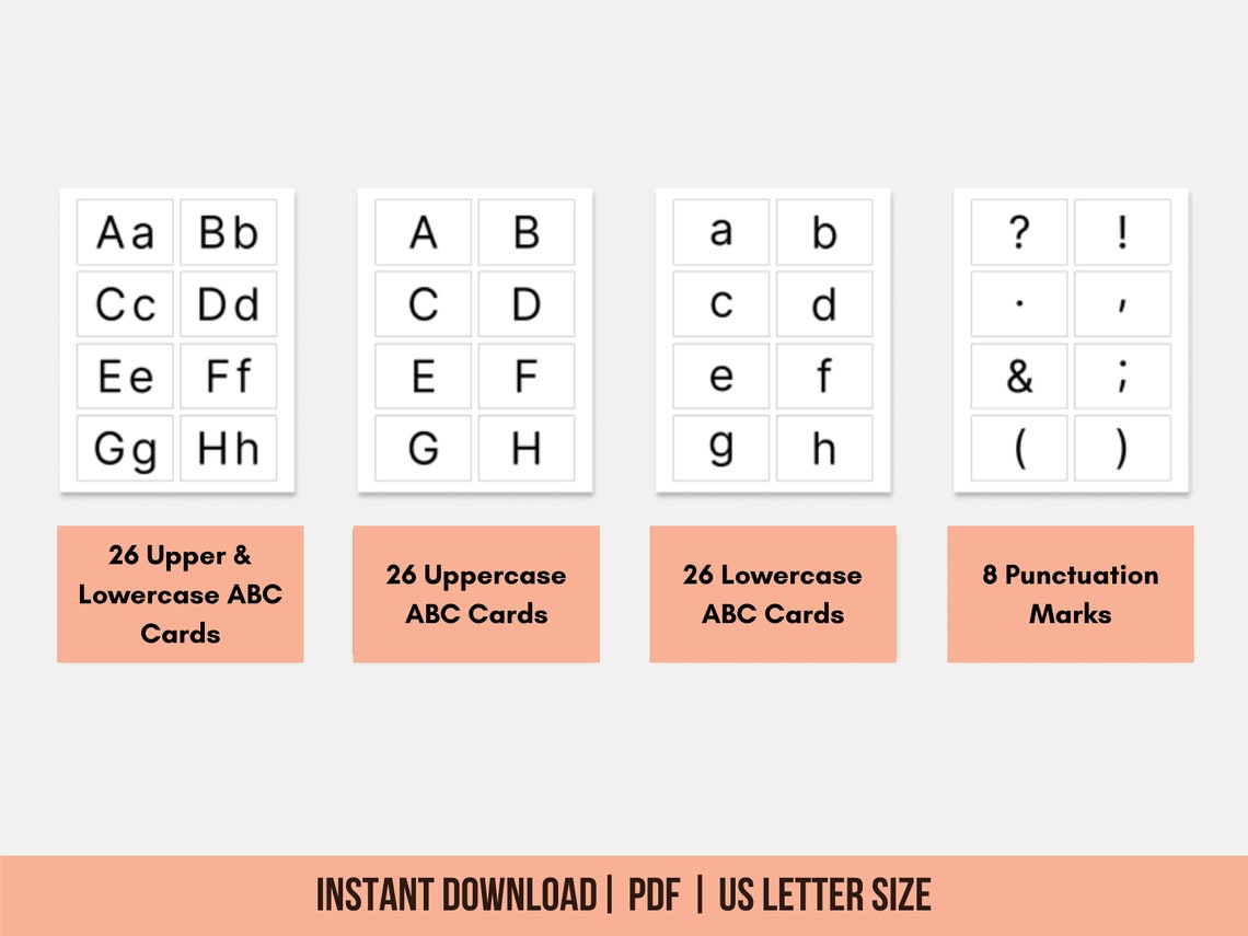 Montessori Alphabet Flash Cards, Printable Flashcards, Montessori ...