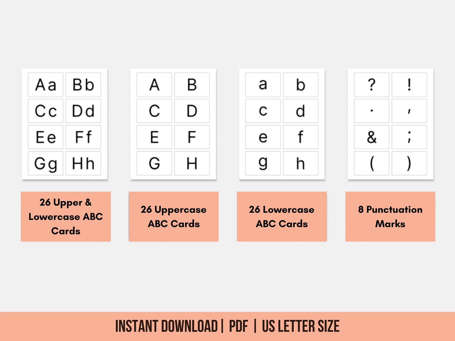 Montessori Alphabet Flash Cards, Printable Flashcards, Montessori ...