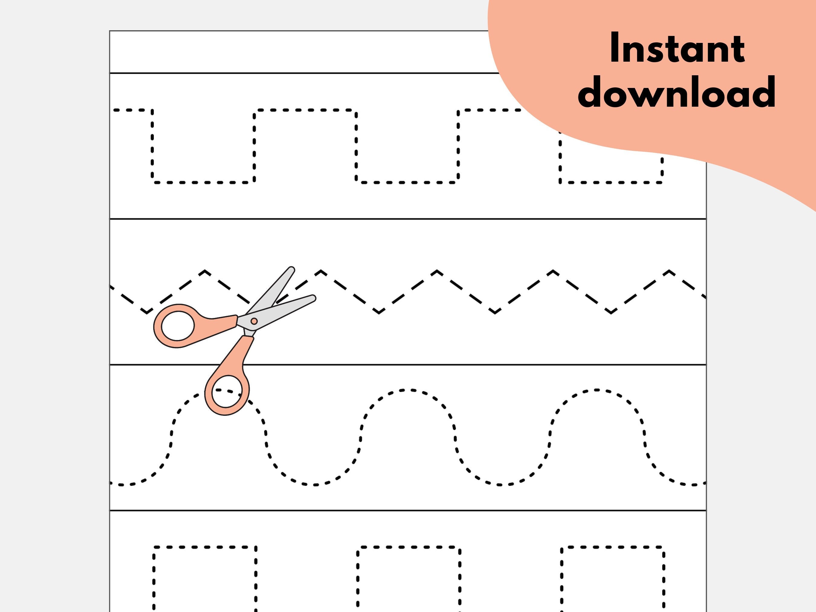 12 Montessori Printables Cutting Practice Sheets Preschool - Etsy