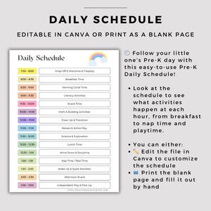 Editable Daycare Starter Kit, Kindergarten Schedule, Activity Planner ...