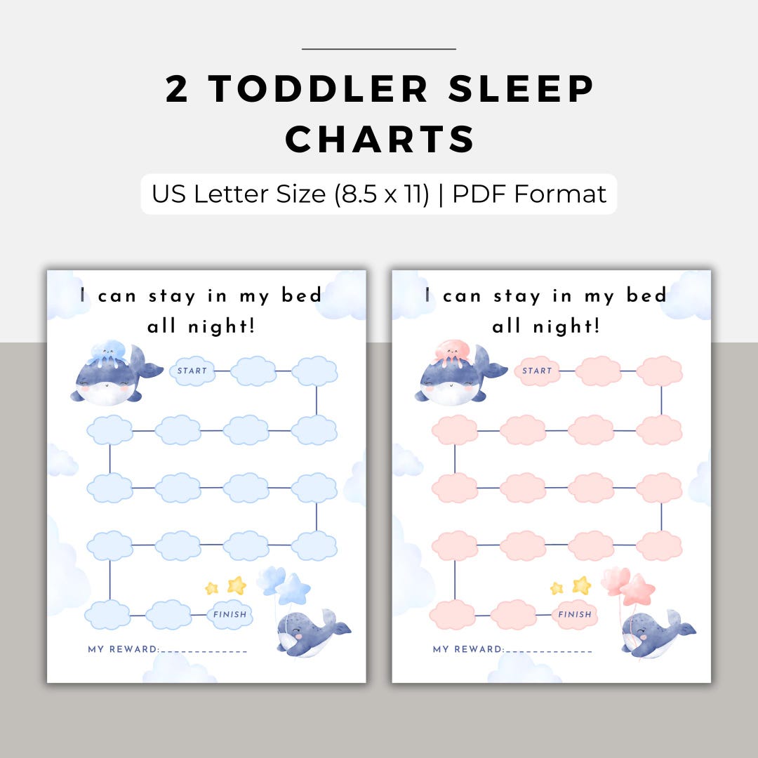 2 Toddler Sleeping Charts - Sleep Reward Chart - Toddler Sleep Tracker ...