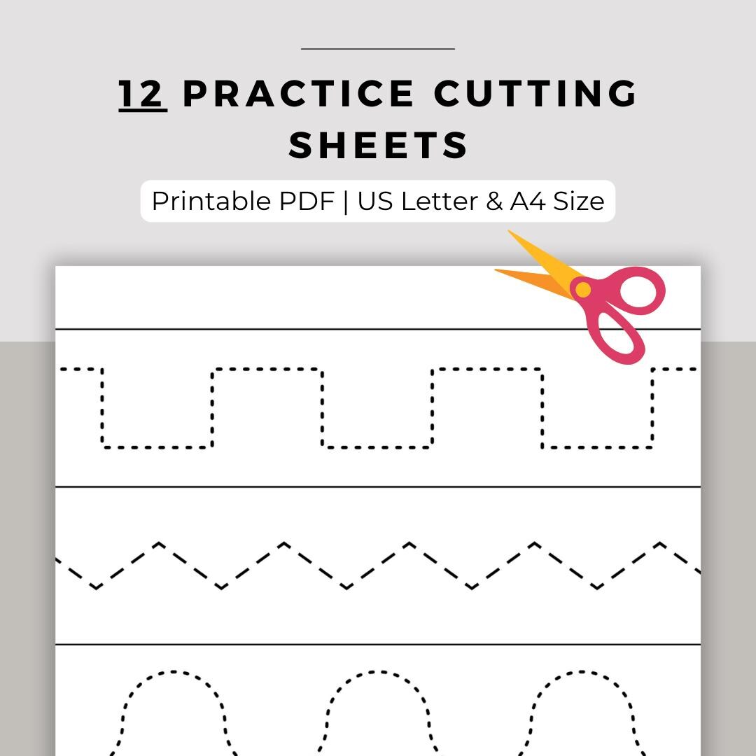 12 Montessori Printables - Cutting Practice Sheets - Preschool ...