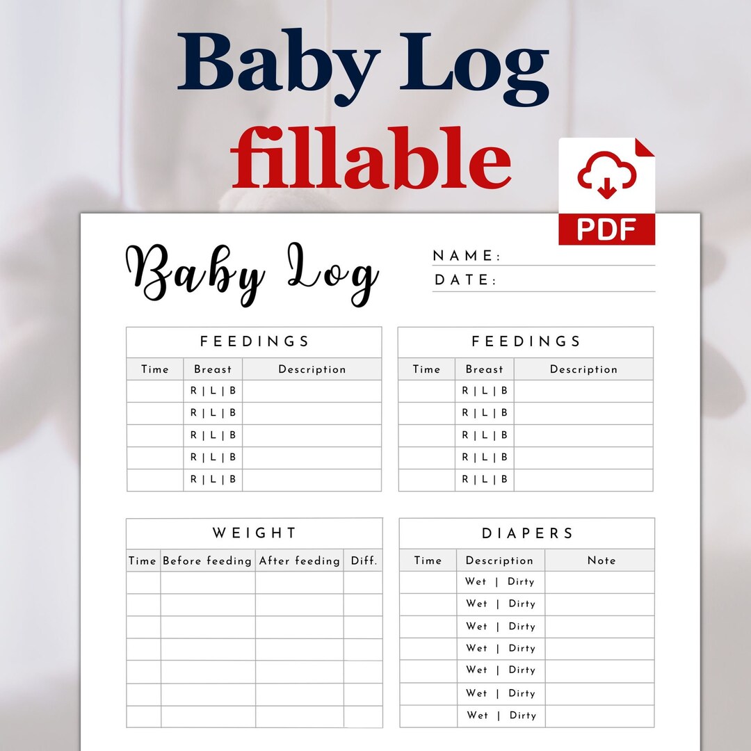 Breastfeeding Tracker Daily Baby Log Printable Baby Care Log Baby ...