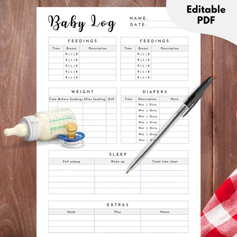Breastfeeding Tracker Daily Baby Log Printable Baby Care - Etsy
