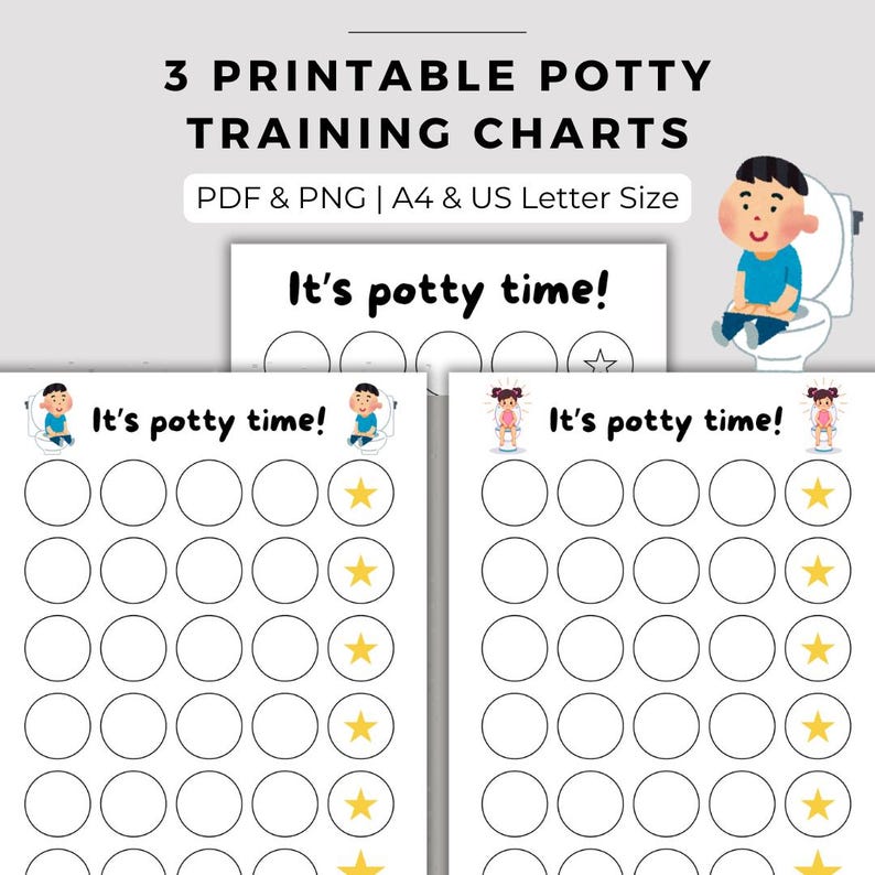 3 Printable Potty Training Charts | Boys Potty Training Chart | Girls ...