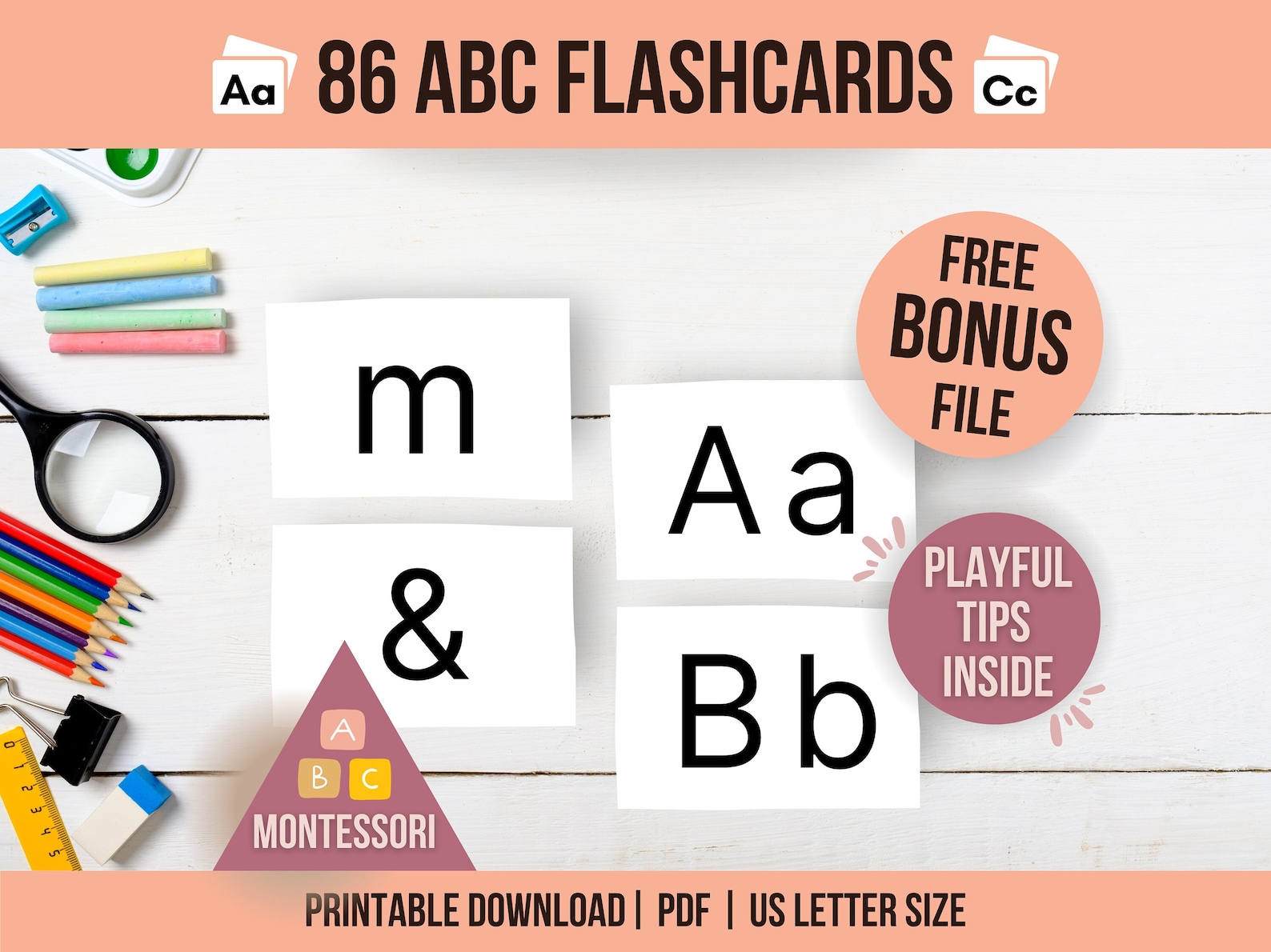 Montessori Alphabet Flash Cards, Printable Flashcards, Montessori ...