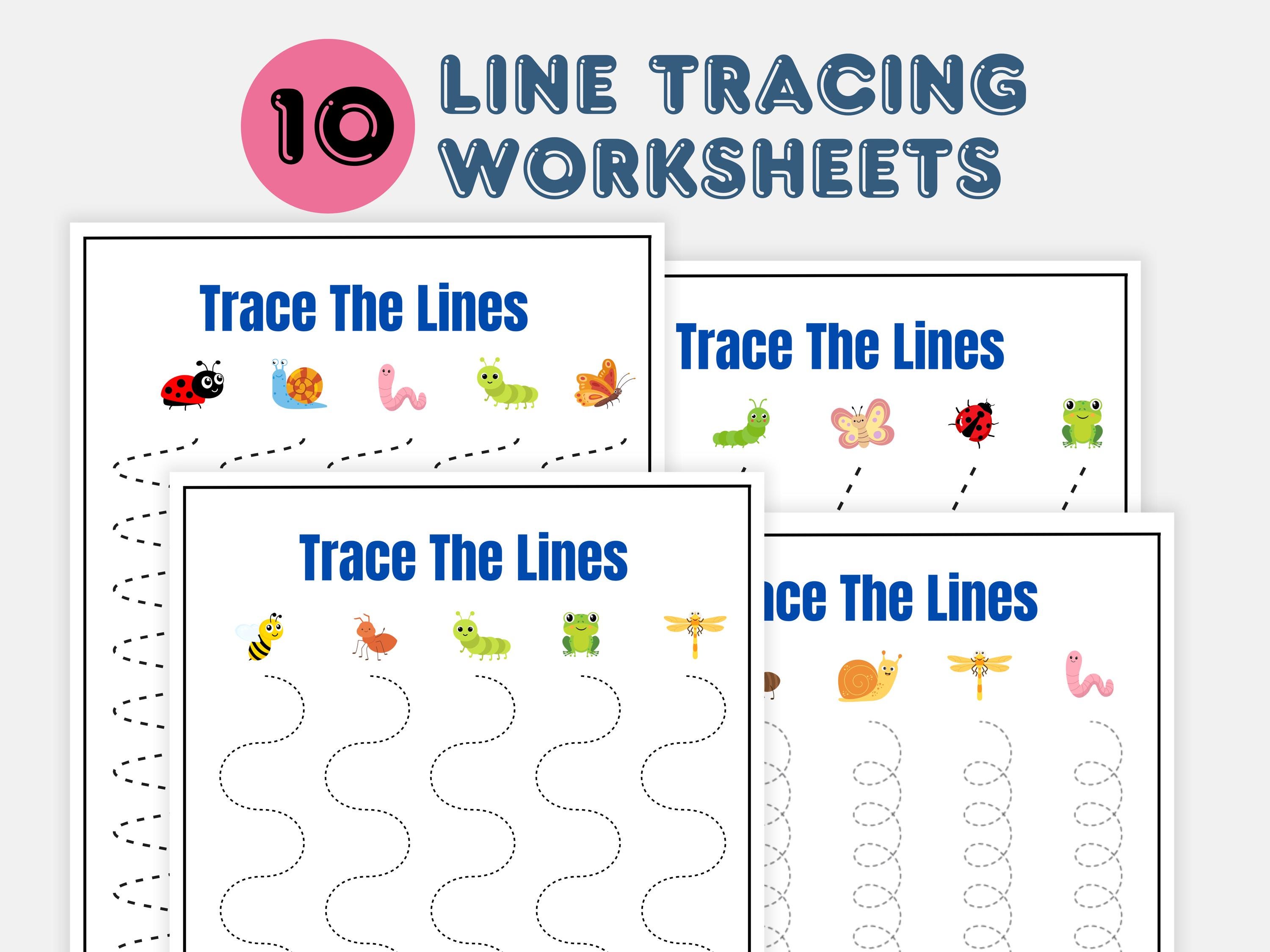 10 Printable Line Tracing Worksheets for Preschoolers, Homeschool Busy ...