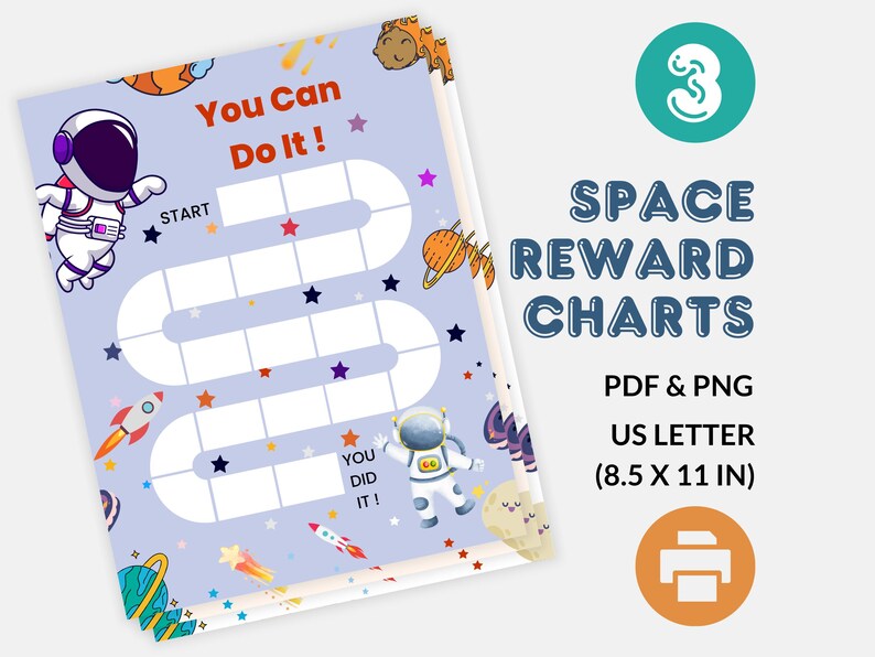 3 Printable Space Reward Charts, Outer Space Sticker Charts to Track ...