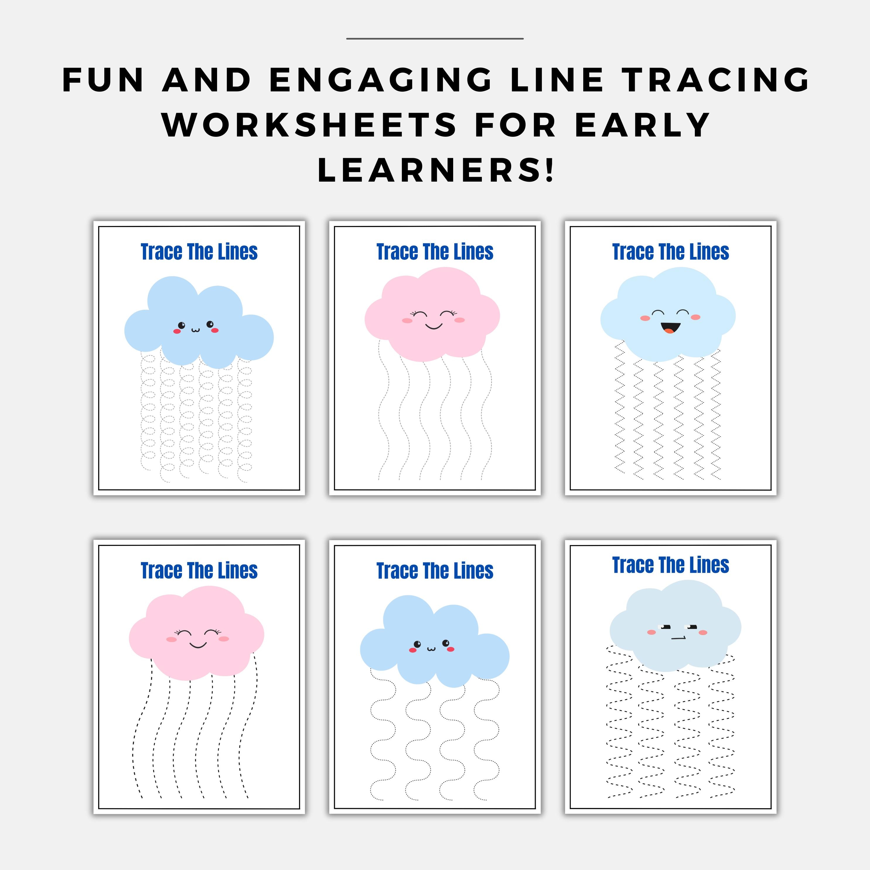 Cloud Line Tracing Worksheets: Pre-writing Practice (PDF & PNG) - Etsy