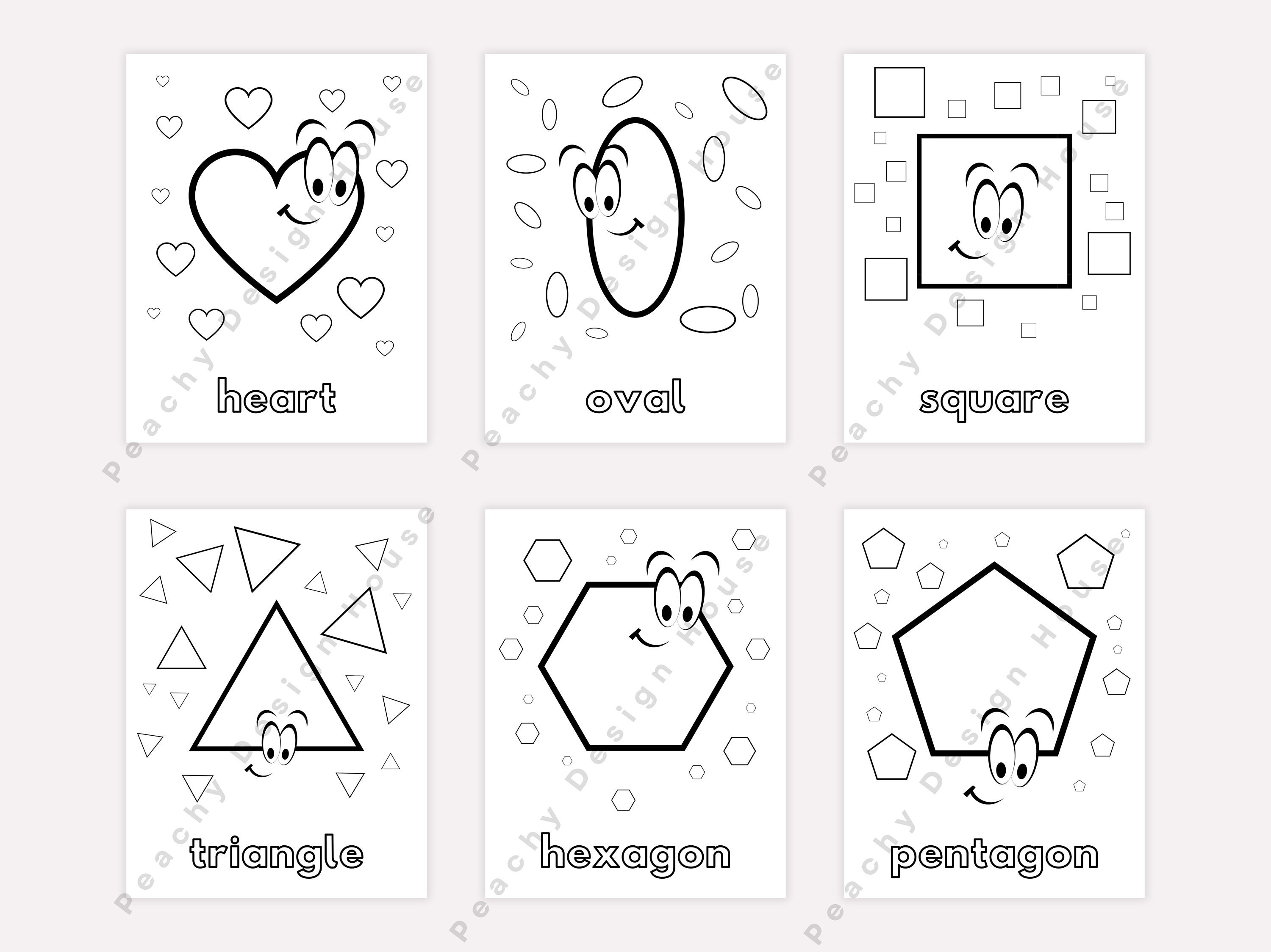 10 Printable Shape Coloring Pages for Kids, Preschool Coloring Pages ...