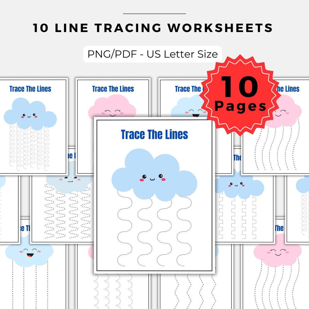Cloud Line Tracing Worksheets: Pre-writing Practice (PDF & PNG) - Etsy
