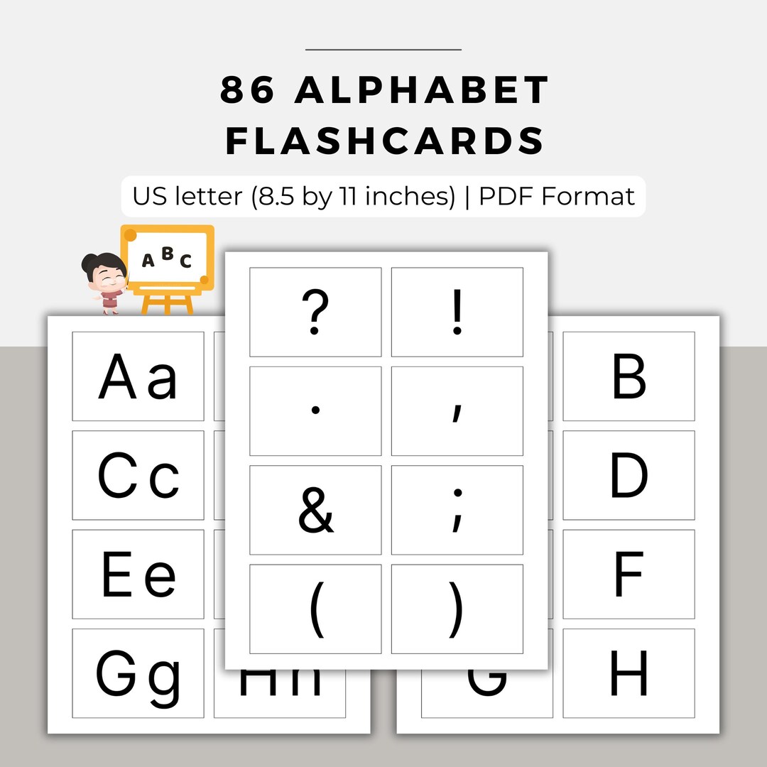 Montessori Alphabet Flash Cards, Printable Flashcards, Montessori ...