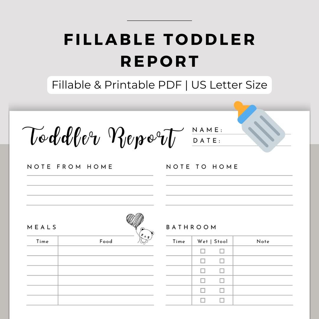 Daily Toddler Report Printable: Babysitter & Nanny Log (PDF) - Etsy