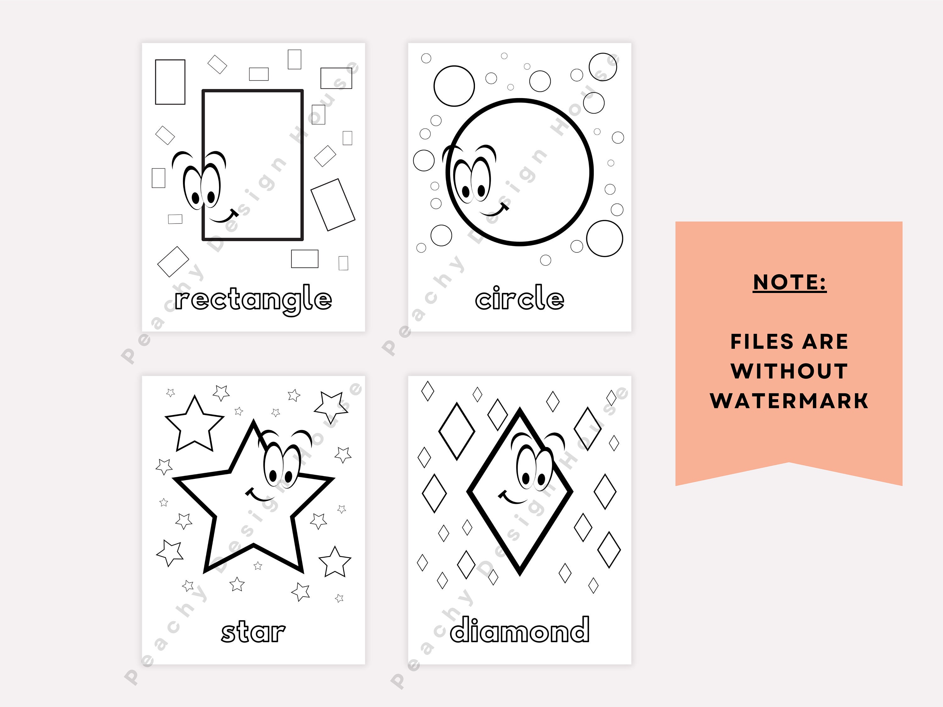 10 Printable Shape Coloring Pages for Kids, Preschool Coloring Pages ...