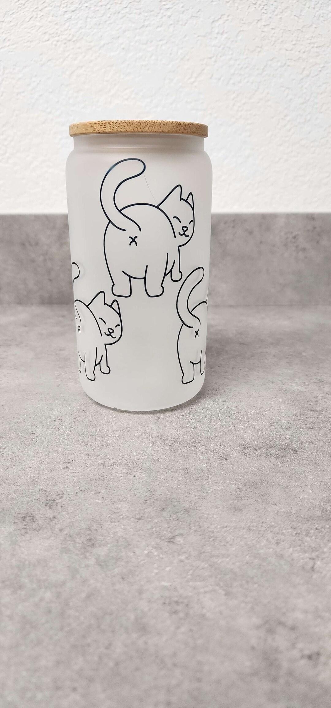 Cat Butt Frosted Glass Cup 16oz Frosted Cup Funny Gift Christmas Gift ...
