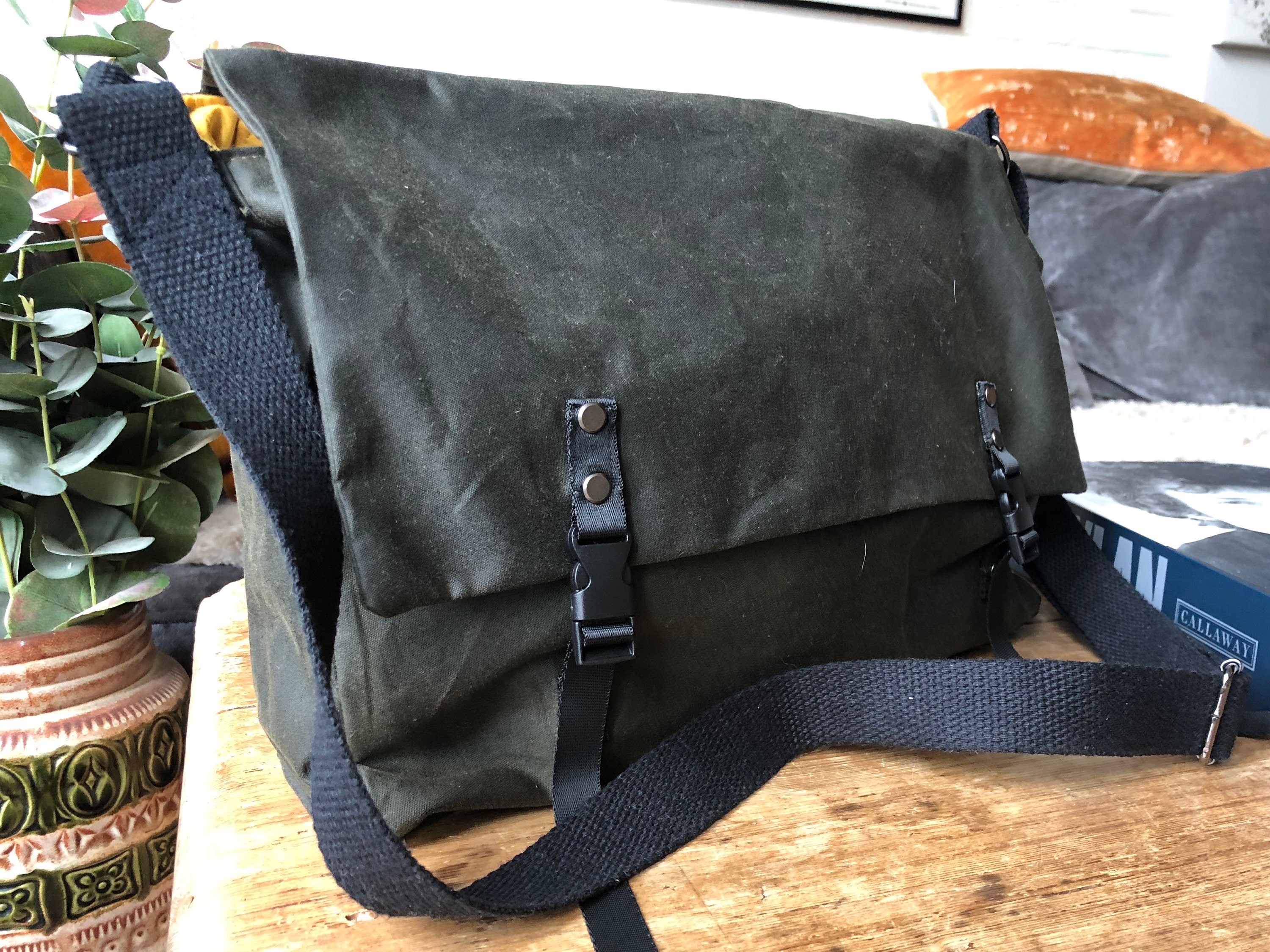 Waxed Cotton Messenger Bag - Etsy