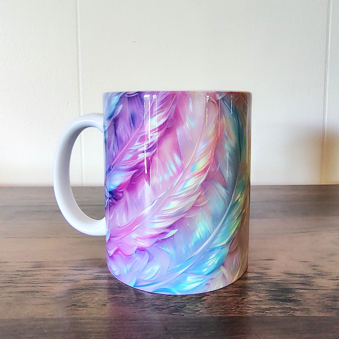 Iridescent Feathers Mug -colorful Pastel- 11oz Coffee Mug - Etsy