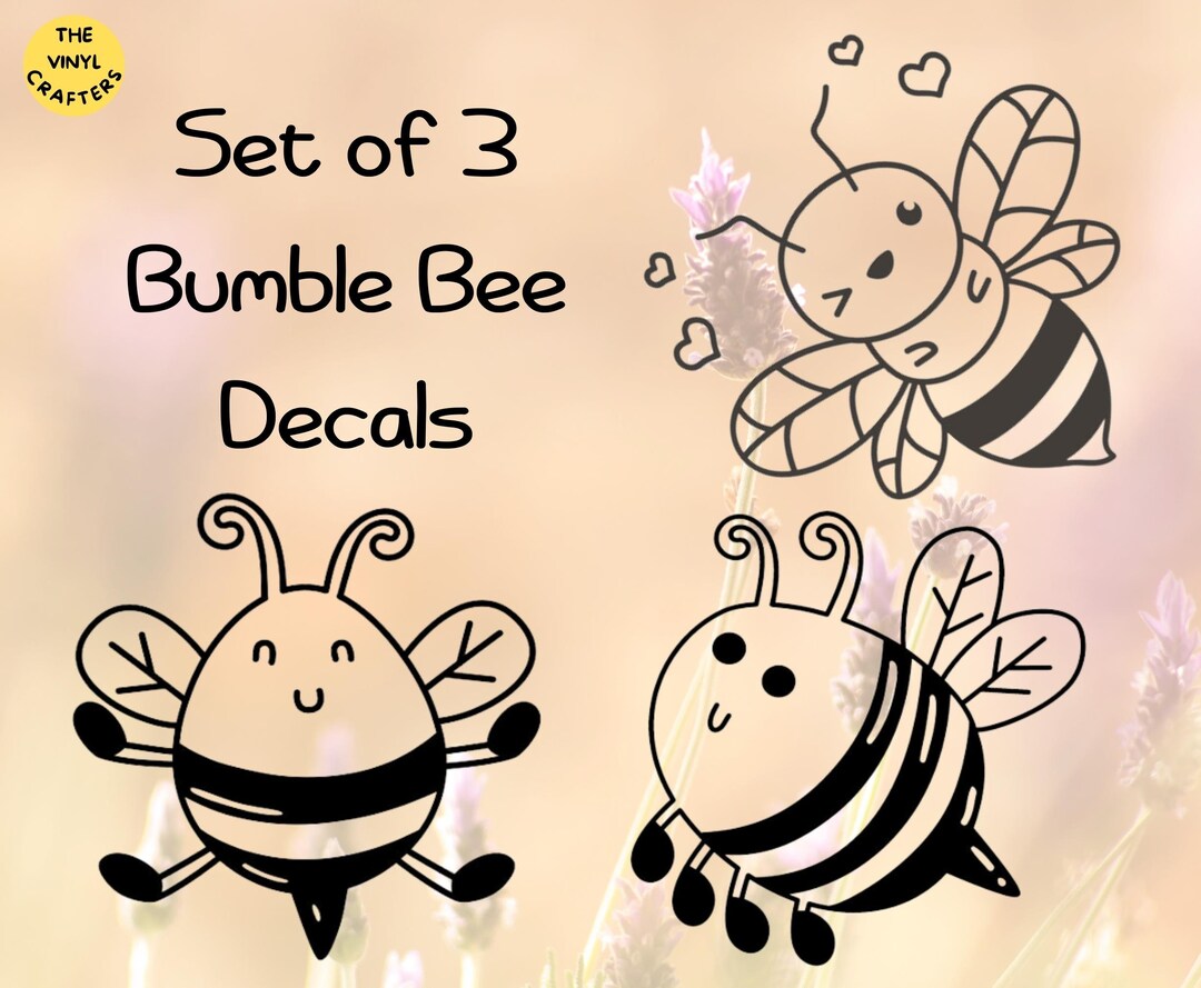 Bumble Bee Set of 3 Vinyl Decal Stickers/plant Pot Decal/journal Decal ...