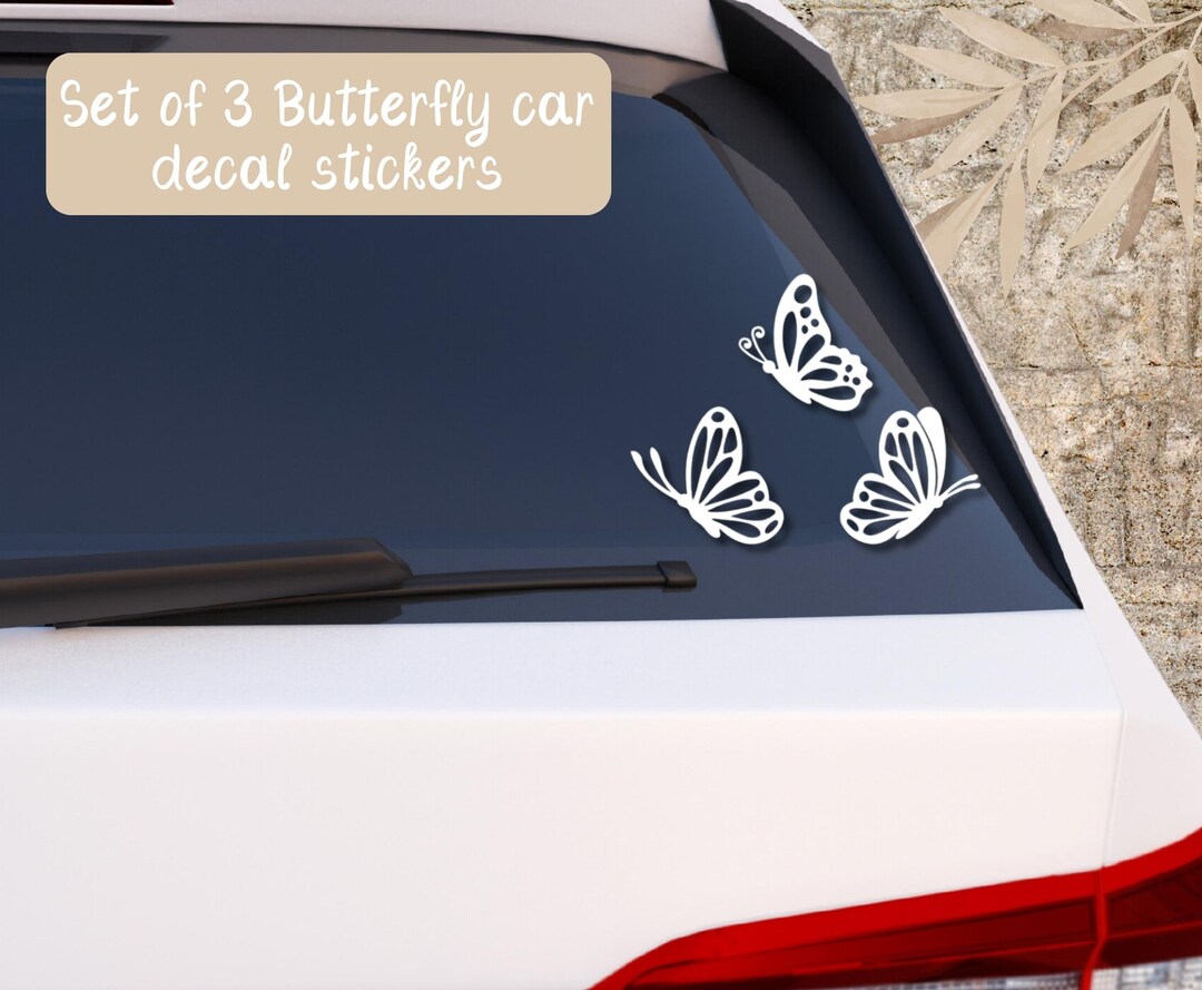 Butterfly Car Decal Stickers/set of 3 Butterfly Vinyl Decal Stickers ...