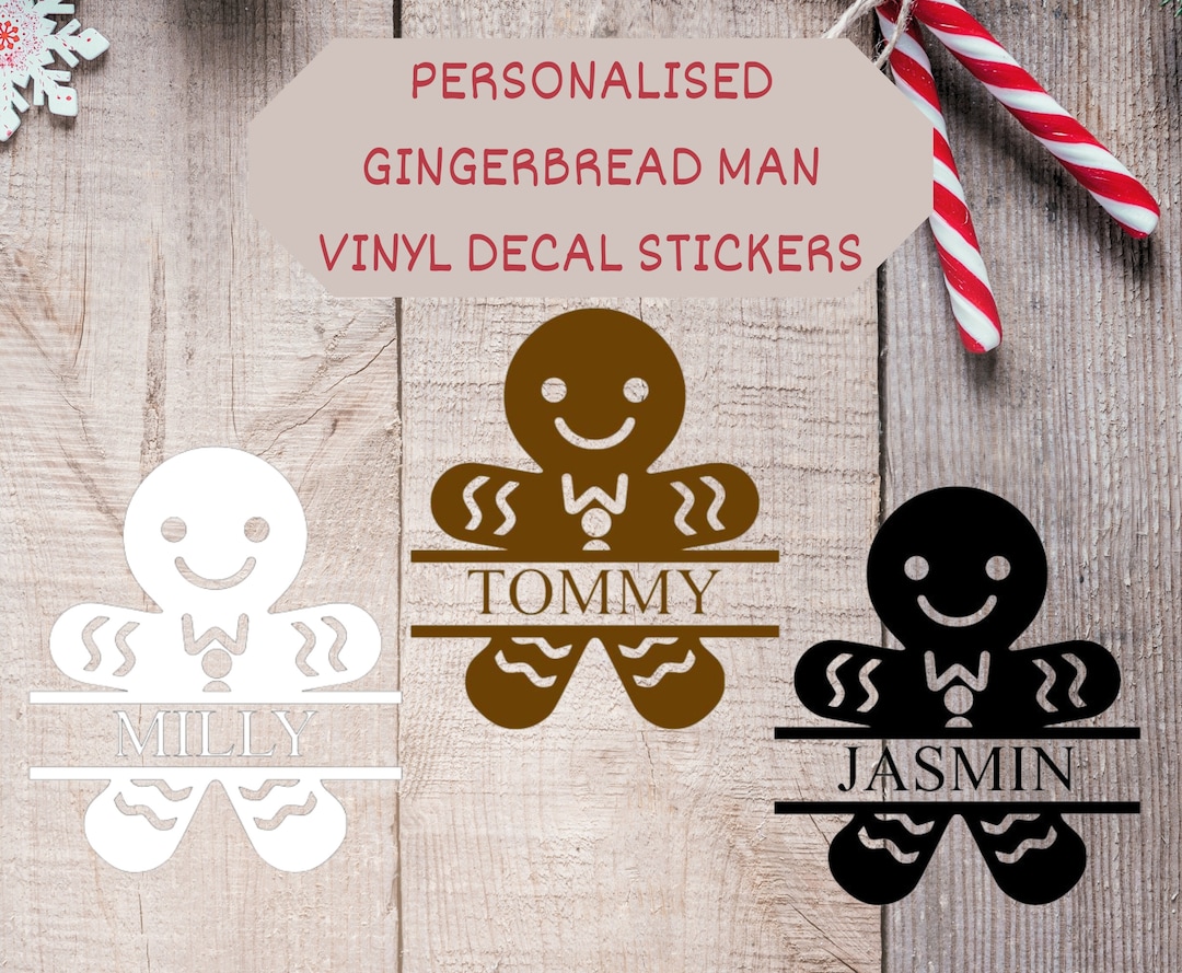 Personalised Gingerbread Man Vinyl Decal Sticker. Custom - Etsy