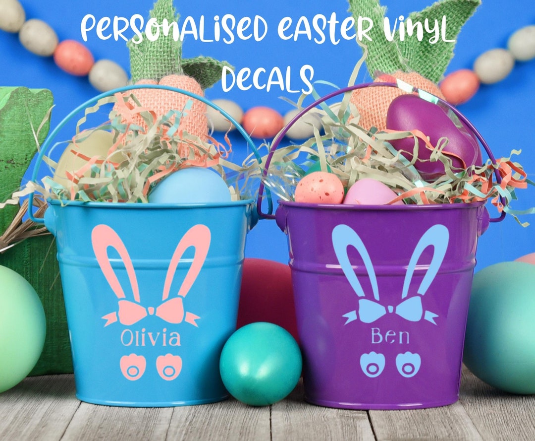 Easter Bunny Personalised Vinyl Decal Sticker. Easter Egg Bucket ...