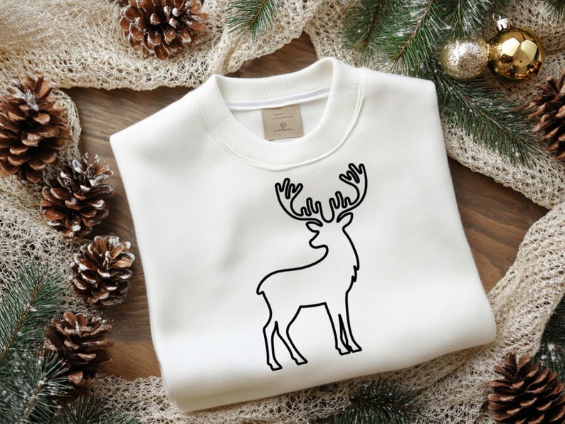 Reindeer Outline Iron on Transfer HTV Decal - Etsy UK