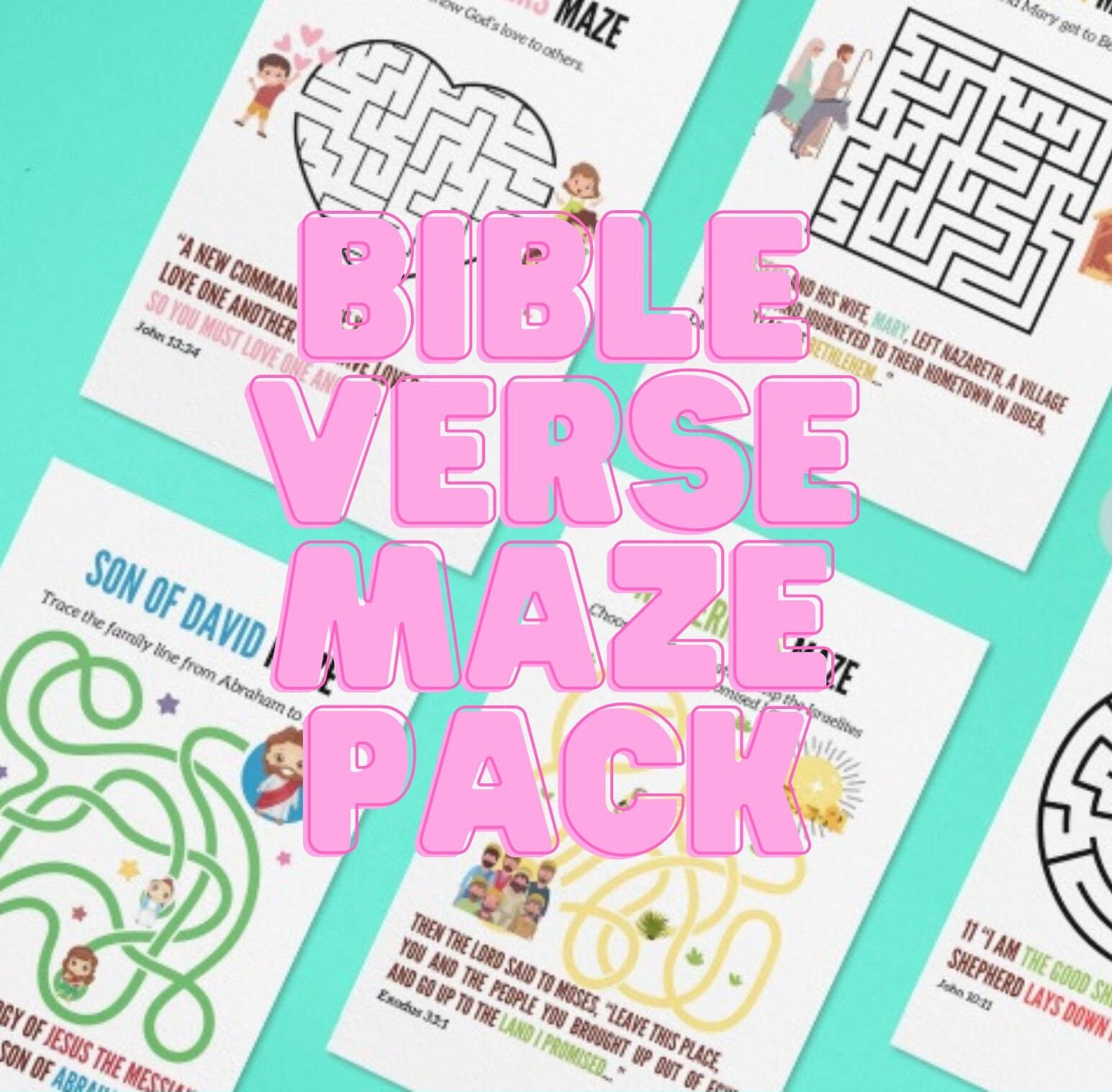 Bible Verse Maze Pack, Christian Kid Activity Pages, Toddler, Preschool ...