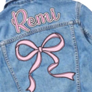 Personalized Girls Denim Jacket With Bow - Etsy