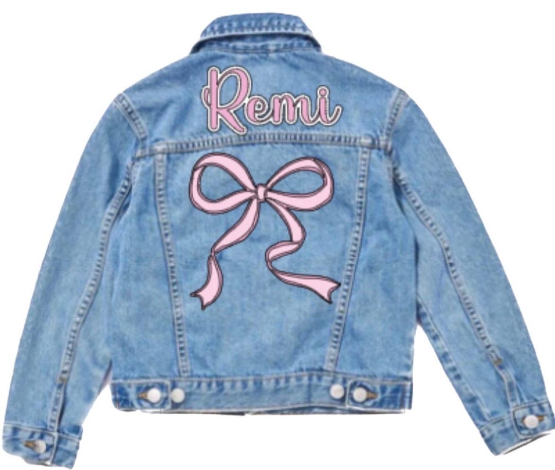 Personalized Girls Denim Jacket With Bow - Etsy