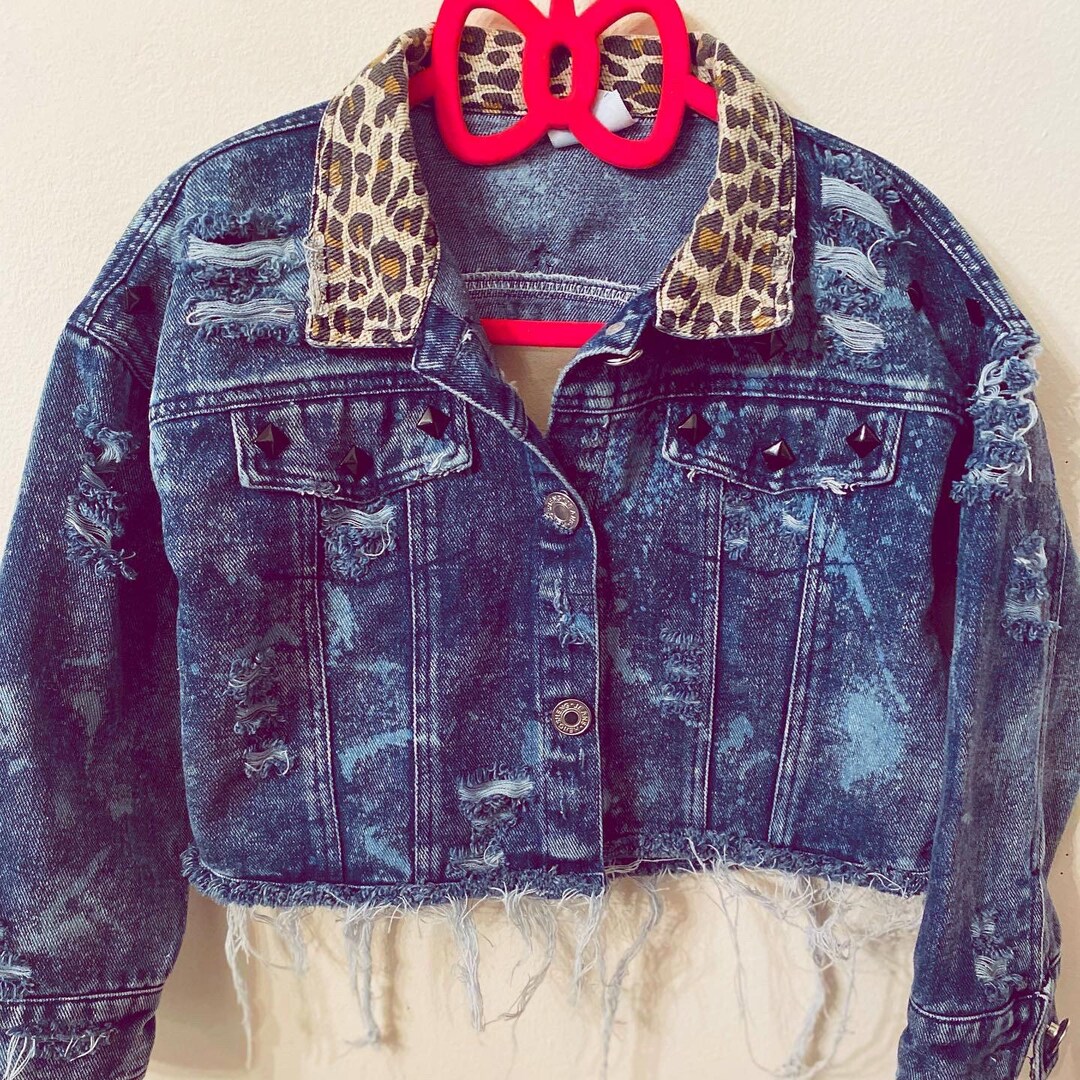 Distressed Leopard Denim - Etsy
