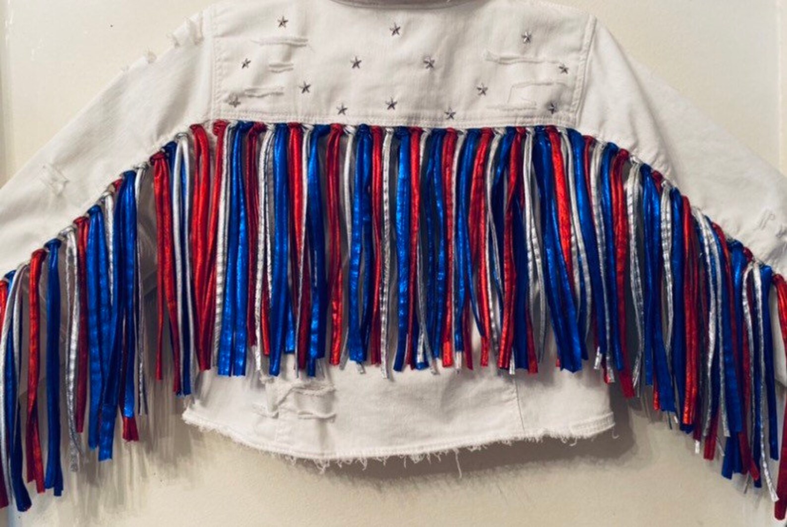 Patriotic Fringe Denim Jacket - Etsy