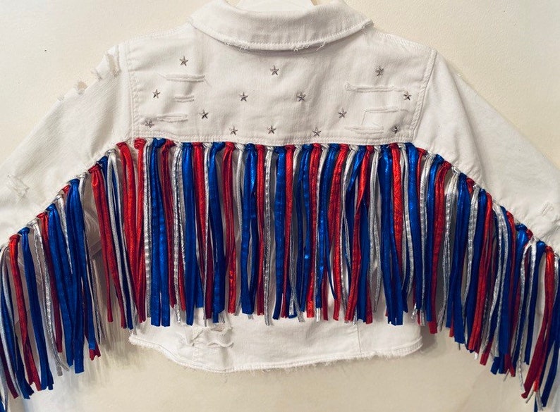 Patriotic Fringe Denim Jacket - Etsy