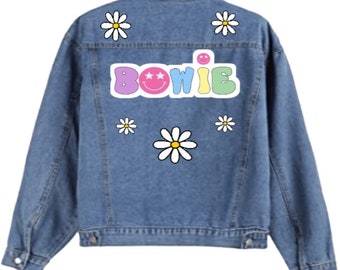Smiley Face Denim Jacket Embroidery Design Front and Back Smile Face ...