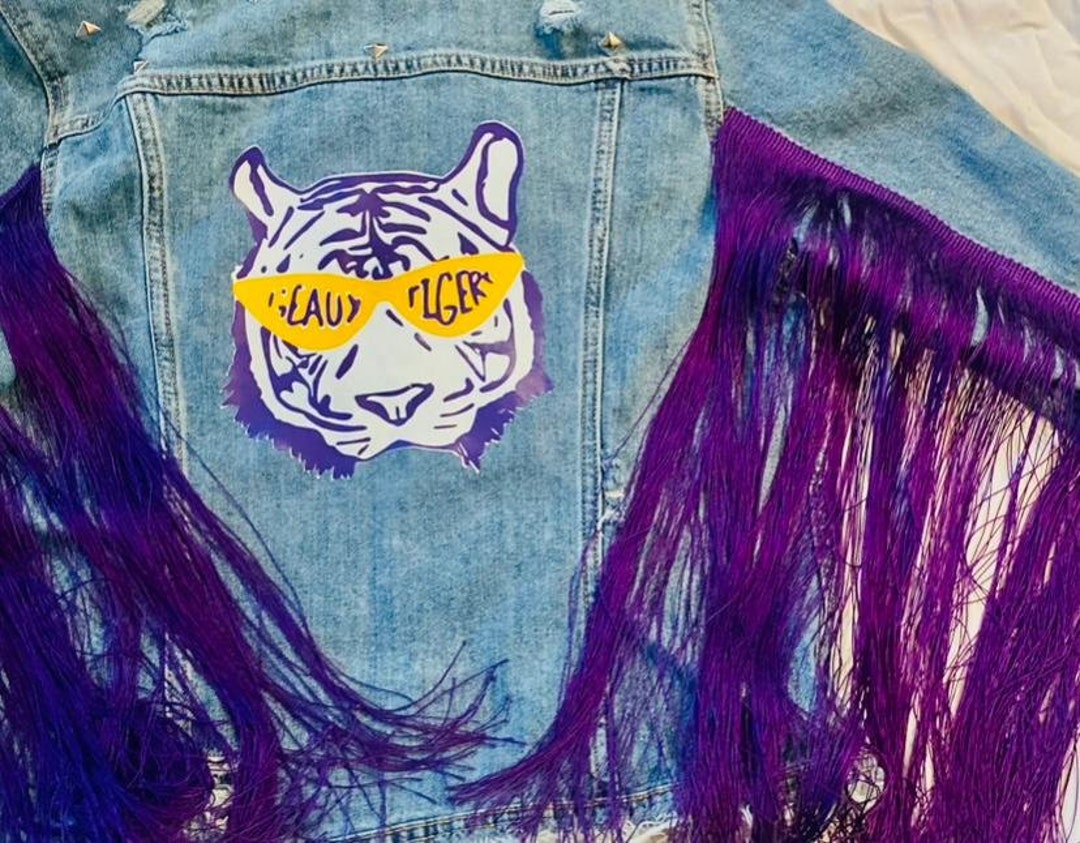 LSU Fringe Denim Jacket - Etsy